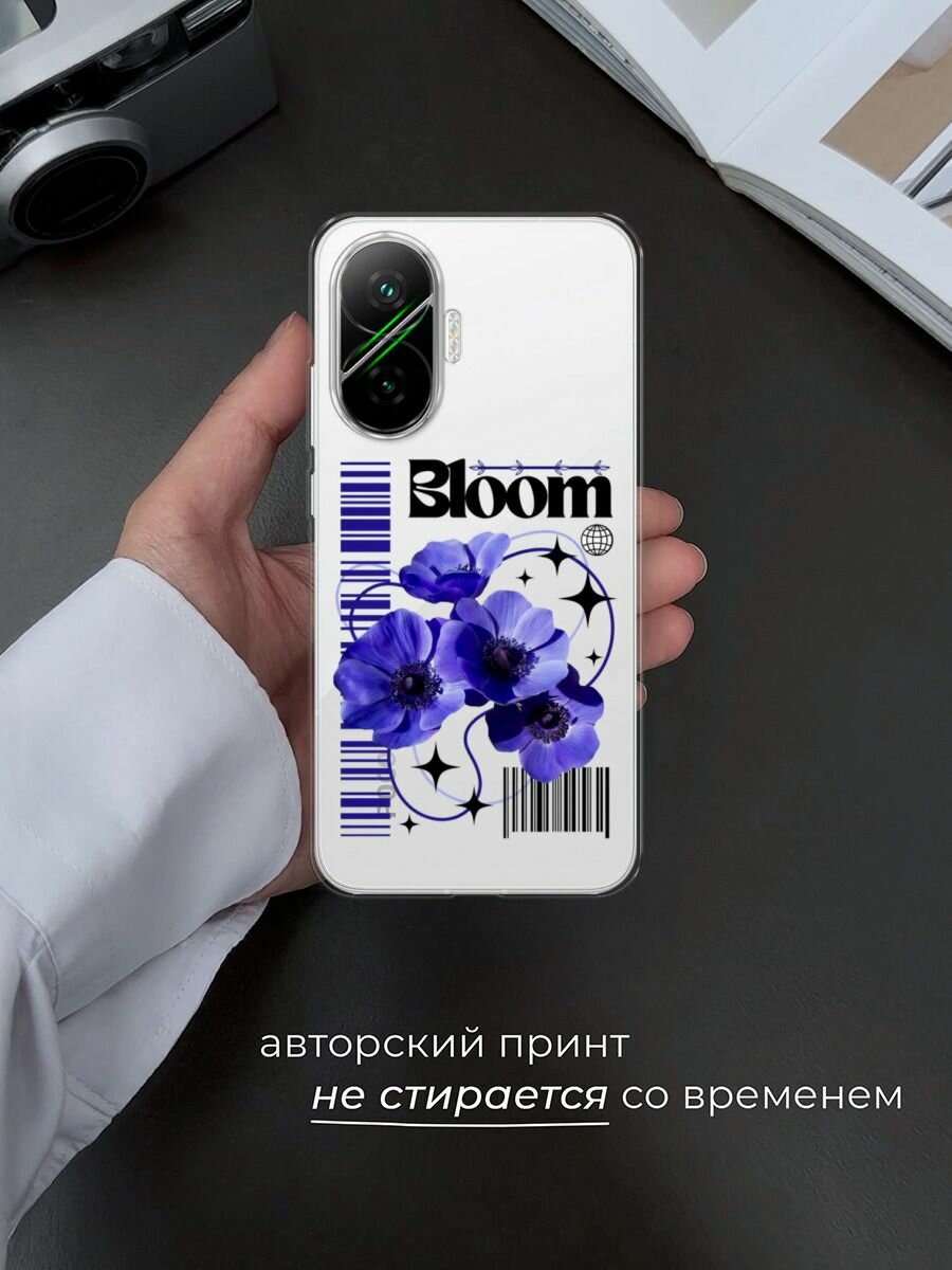 Чехол на Poco F7 / Поко F7 с принтом "Завораживающие анемоны", прозрачный — фото 1