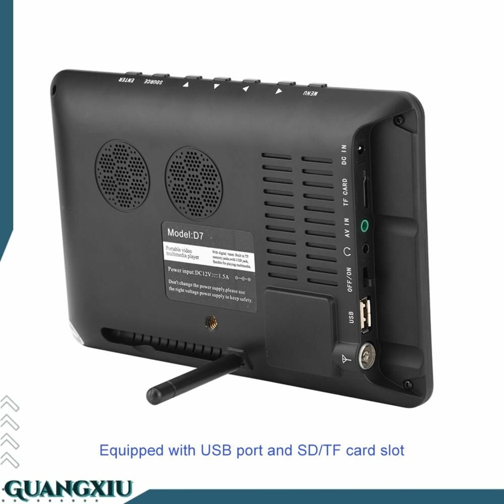 Портативный цифровой телевизор, поддержка множества видеоформатов и зарядная батарея, для развлечений на улице 7 дюймов