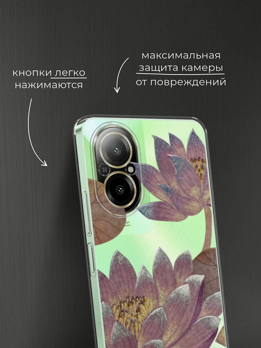 Чехол на Realme C67 4G / Реалми C67 4G с принтом "Темные лотосы" — фото 1