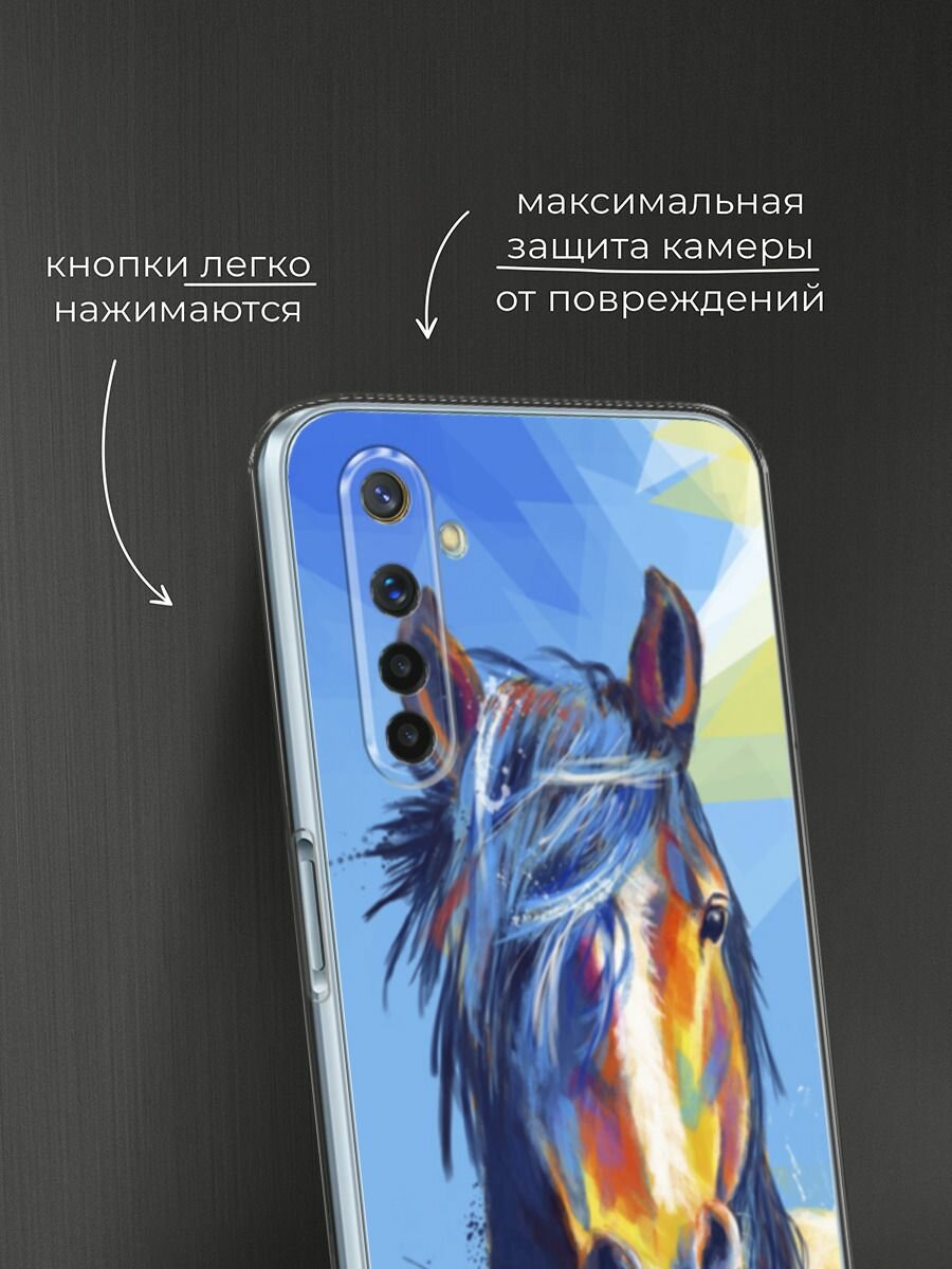 Силиконовый чехол на Realme 6 / Реалми 6 с принтом "Лошадь арт 3" — фото 1