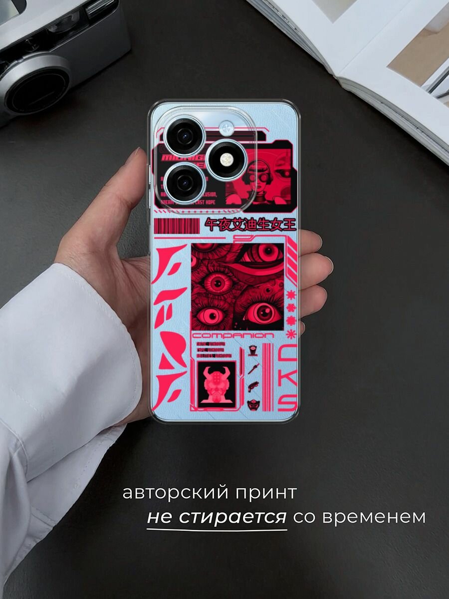 Чехол на Tecno Spark 20 / Текно Спарк 20 с принтом "Mionight queen", прозрачный — фото 1