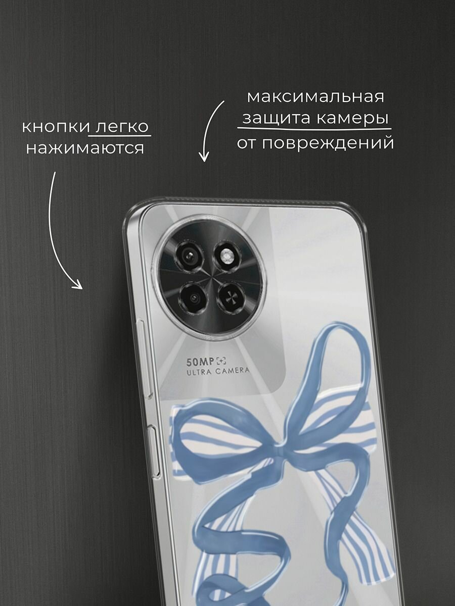 Чехол на Itel S23 / Ител S23 с принтом "Полосатый голубой бант 2" — фото 1