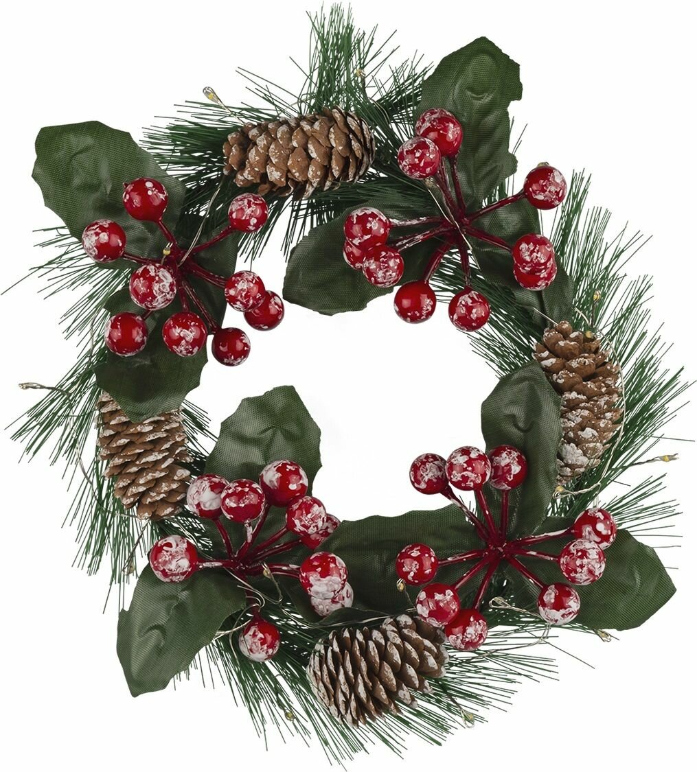 Гирлянда светодиодная Navigator новогодняя, венок-шишки, теплый белый, IP20