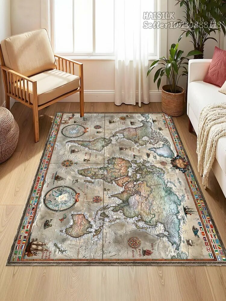 Ковер Винтажная карта мира, 1.2 x 1.6 м