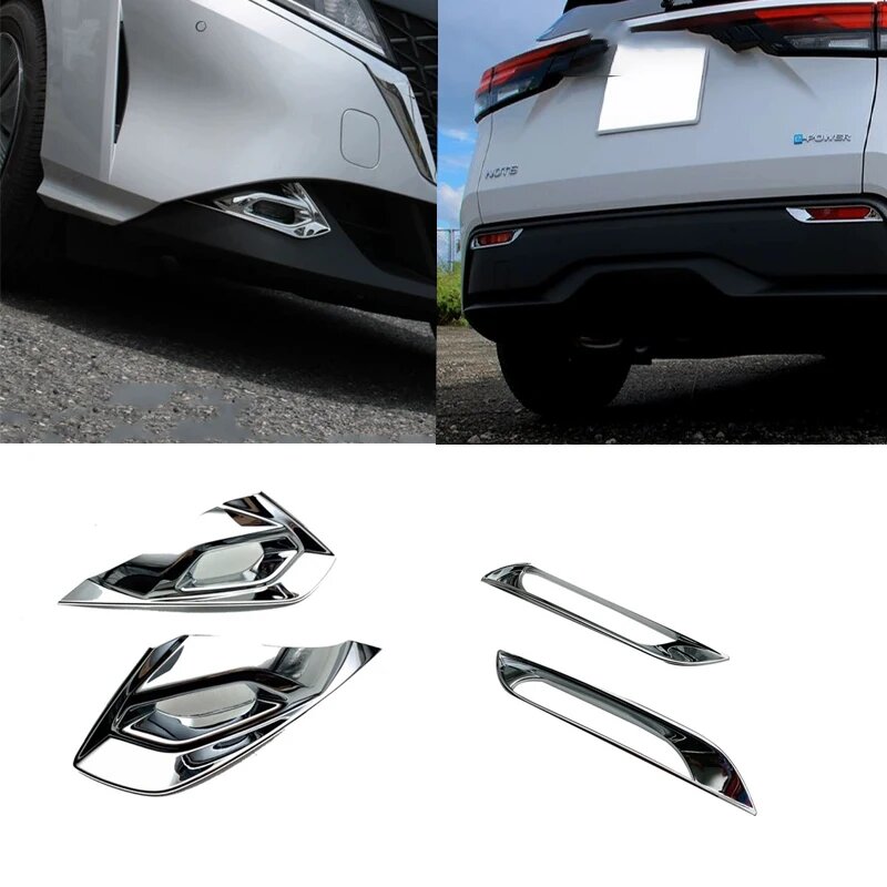 Для Nissan Note 2021 2022, ABS хромированный передний бампер, задняя противотуманная фара, крышка противотуманной фары, накладка, молдинг, объемная защита, Стайлинг автомобиля Front Rear Part