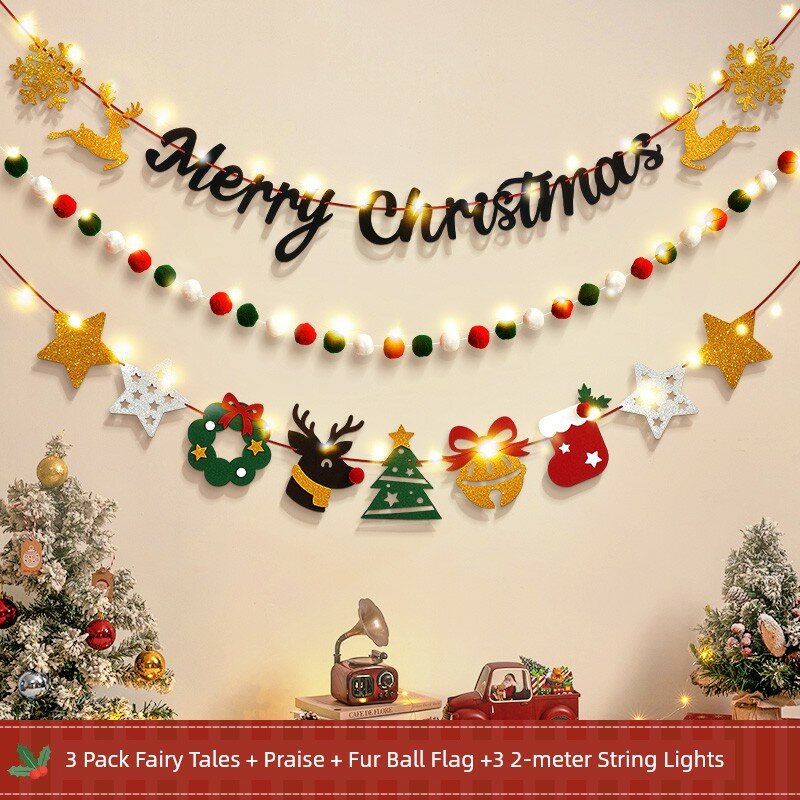Рождественские флаги, гирлянды, декорации для сцены, подвесные флаги, подвесные украшения, атмосферные миниатюрные