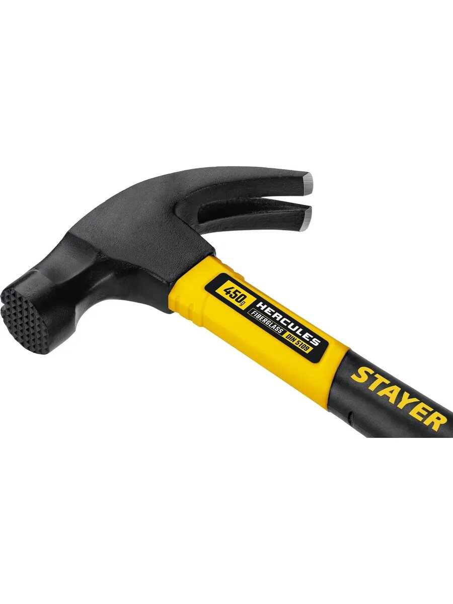 Hercules-M, 450 г, молоток-гвоздодёр столярный с фибергласс