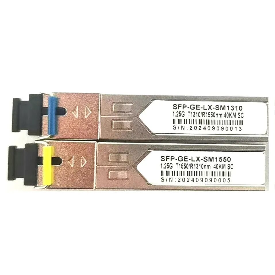 2 шт. SFP модуль оптический (трансивер) комплект, 40 км, 1.25G, технология BIDI, разъём SC, длина волны 1310 нм+1550 нм