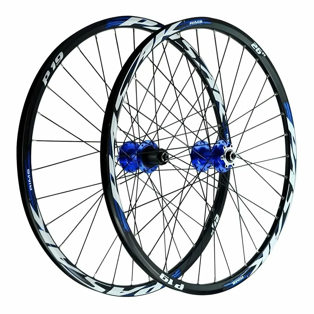 Колесная пара горного велосипеда 26/27.5/29", MTB Передние / задние колеса, Дисковый тормоз HG, Быстросъемная кассета с 7-12 скоростями - Синий