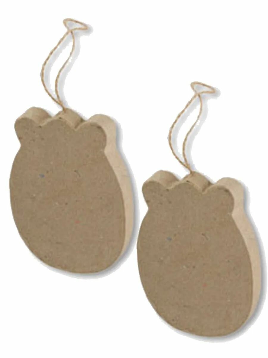 Заготовка для декорирования "Тедди" папье-маше (2 шт, 7.5x10x1.3 см.)