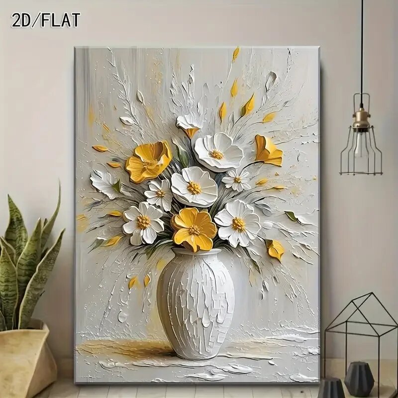 Элегантное Настенное Панно С Цветочным Принтом 2D/FLAT, Высококачественное, В Кремовом Стиле, Идеально Для Офиса, Прихожей