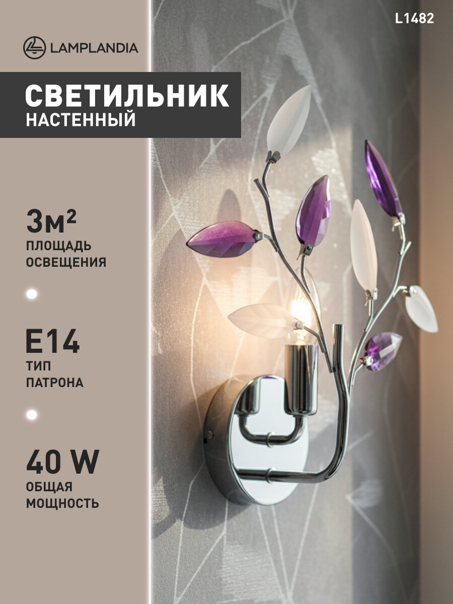 Светильник настенный Lamplandia L1482 JENY PURPLE, E14*1 макс 40Вт