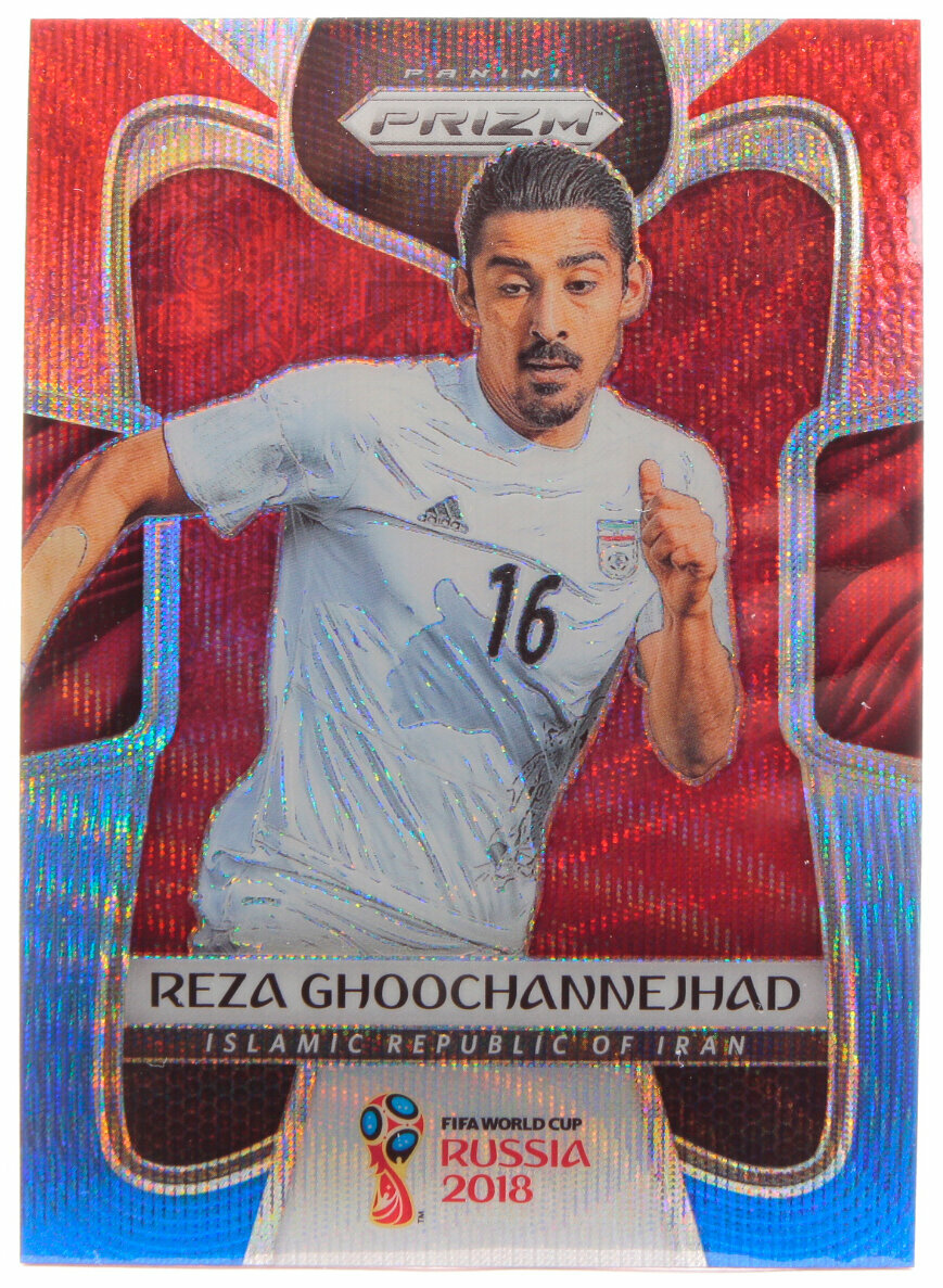 Коллекционная карточка Panini Prizm FIFA World Cup Russia 2018: #114 Reza Ghoochannejhad - Red Blue Wave