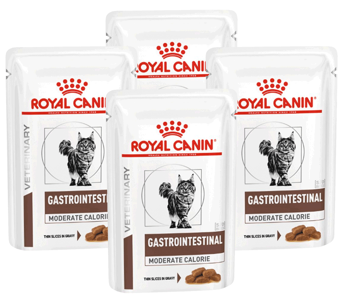 Корм влажный Royal Canin Gastrointestinal Moderate Calorie для взрослых кошек при заболев ЖКТ с умеренным содержанием жиров, 85 г х 4 шт