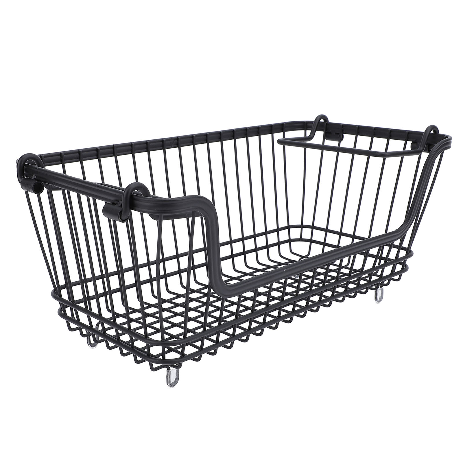 Freezer Basket Stackable Open Front Wire Storage Bin with Foldable Handle for Vegetable Fruit Snack — фото 1