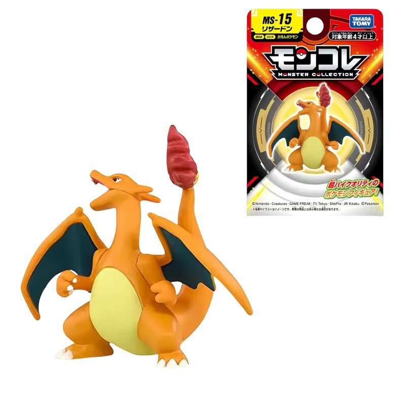 TOMY Pokémon Charizard Акция Фигурка, 5 см высотой, черная пластиковая коллекционная мини-статуя