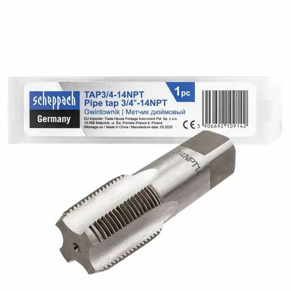 Метчик 3/4-14NPT (дюйм.) Scheppach