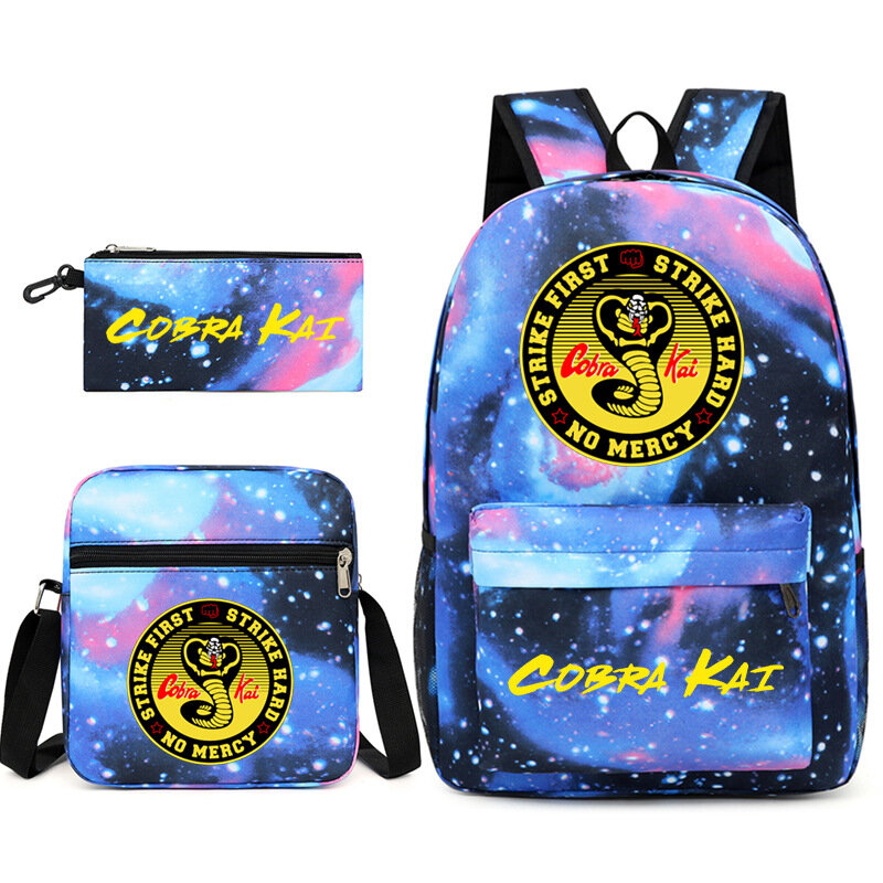 Детская школьная сумка из трех предметов для каратэ, повседневный рюкзак, студенческий рюкзак для мужчин и женщин, уличный рюкзак большой емкости с принтом