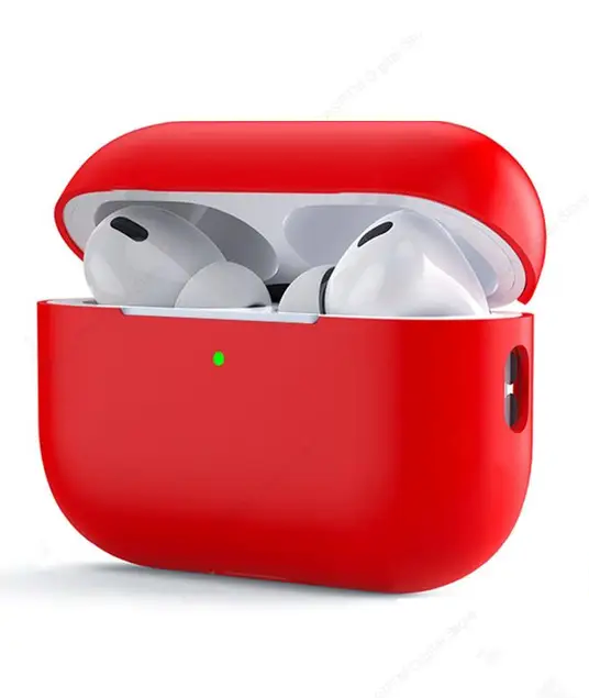 Силиконовый чехол (футляр) со шнурком для наушников Apple AirPods Pro 2/ кейс на аирподс про 2, цвет Красный