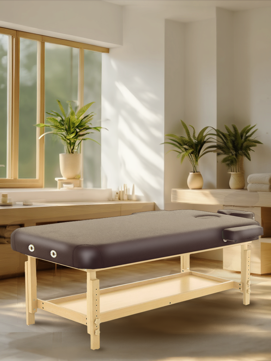 Массажный стол КММТ2 (аналог Fix-MT2), деревянный, стационарный, коричневый