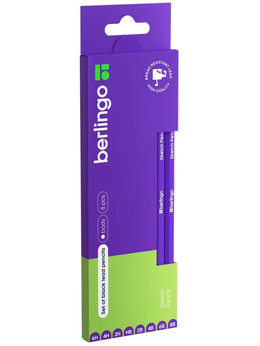 Набор карандашей ч/г Berlingo "Sketch Pencil" 8шт, 6H-8B