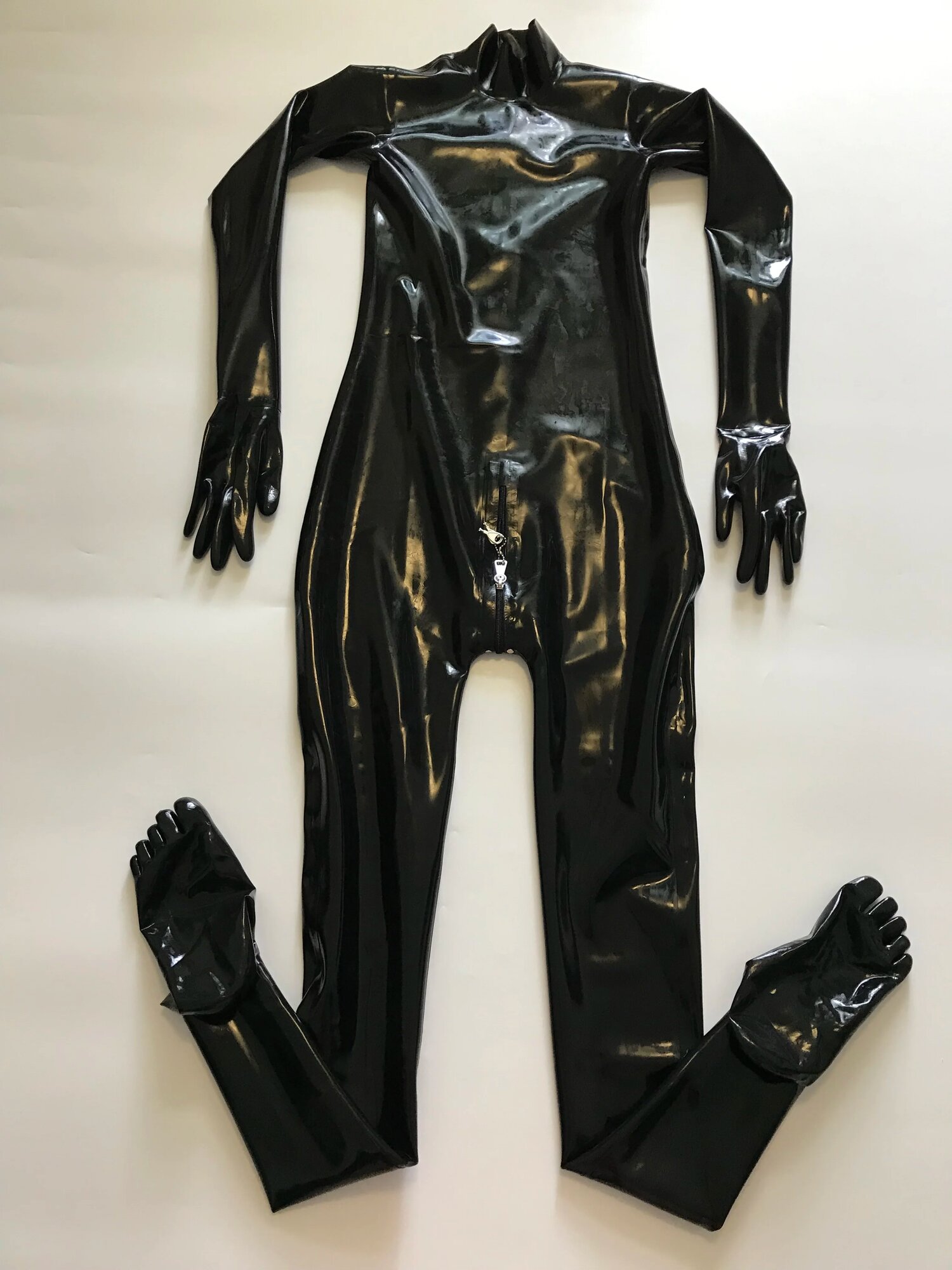 Latexshine телесный Латекс Полный боди Catsuit силиконовые формы для груди Poeckt рот, презерватив с застежкой-молнией сзади XXS, black