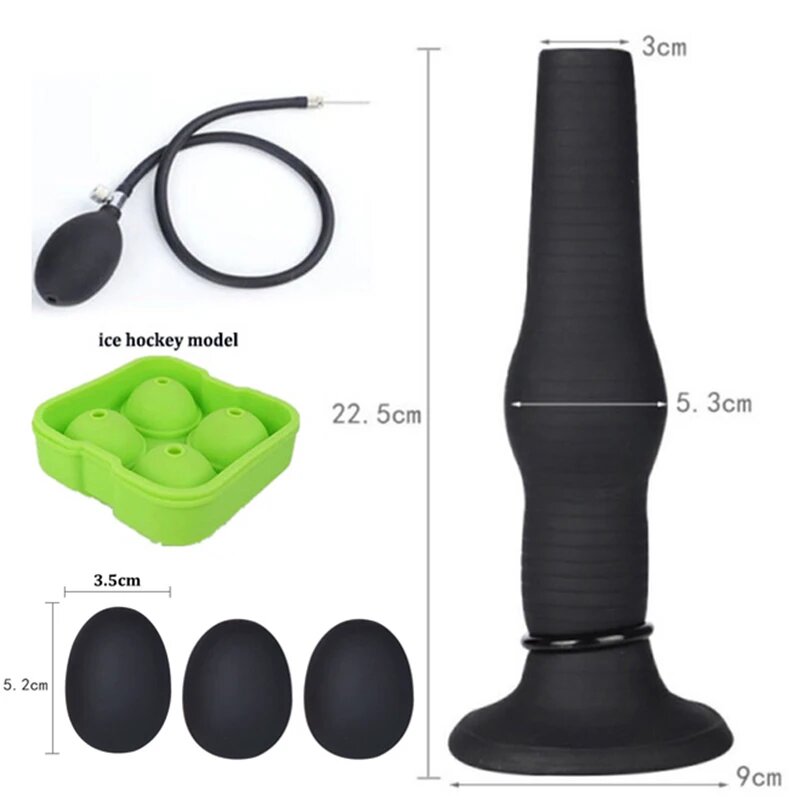 Силиконовая надувная Анальная пробка для вагинального и анального массажа простаты Black set