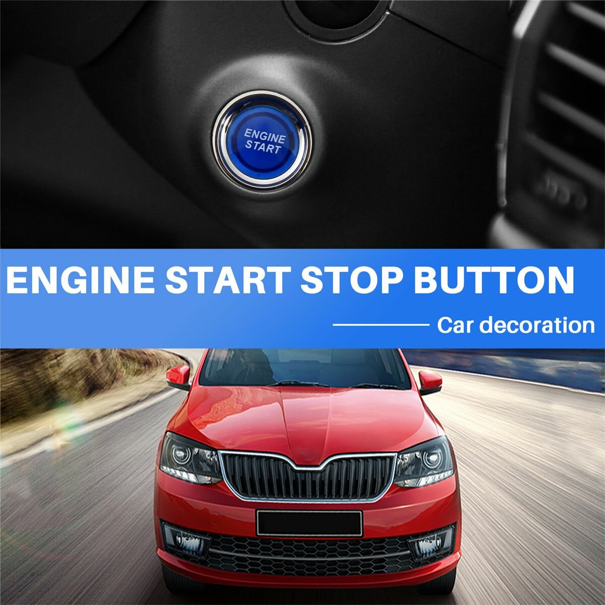 Кнопка запуска двигателя автомобиля DC 12V 24V синяя подсветка стартера - синяя