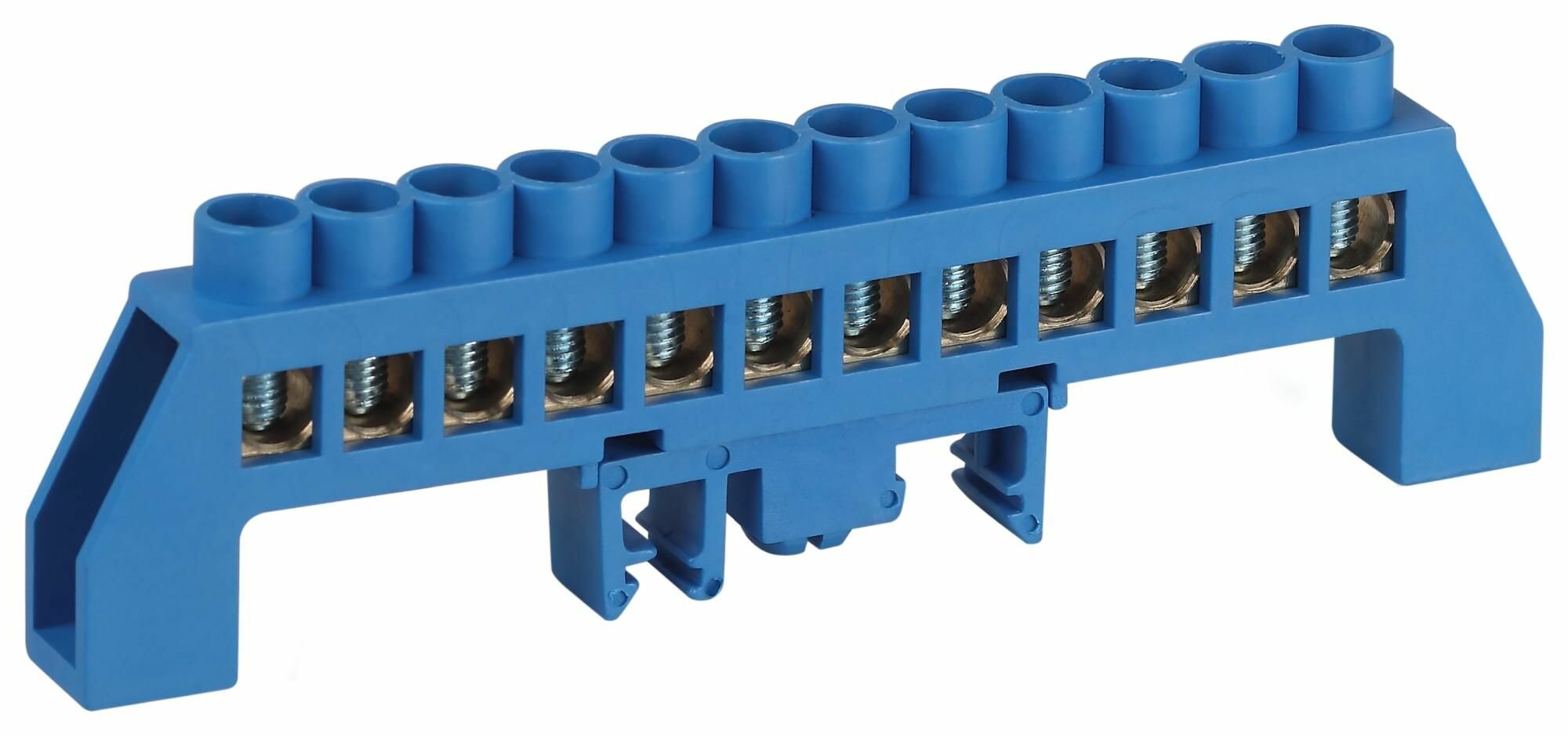 Шина нулевая Эра NO-224-112, N, в комбинированном изоляторе, на DIN-рейку, ШНИ-8х12-12-Д-синий