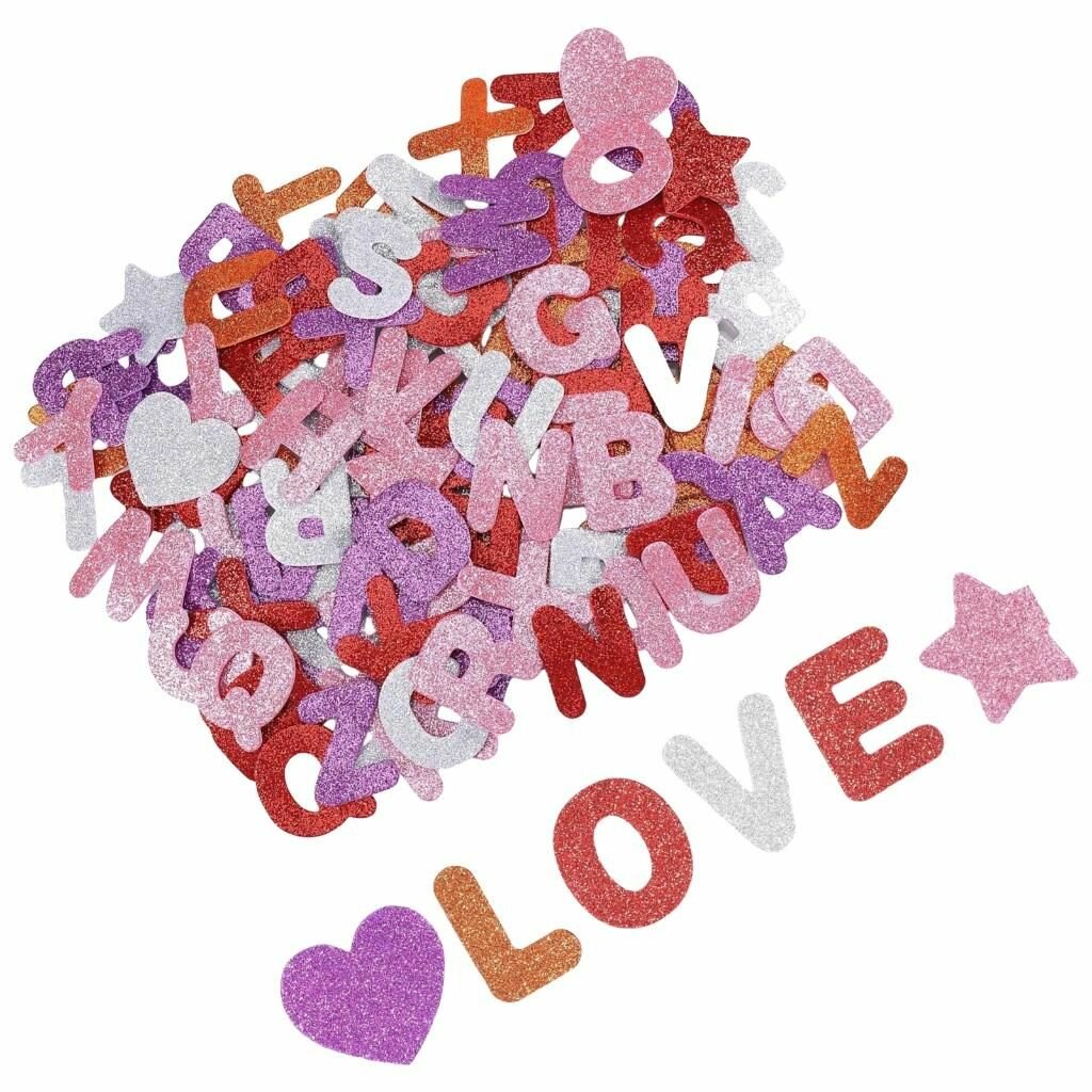 Блестящие наклейки с буквами (196 шт.)