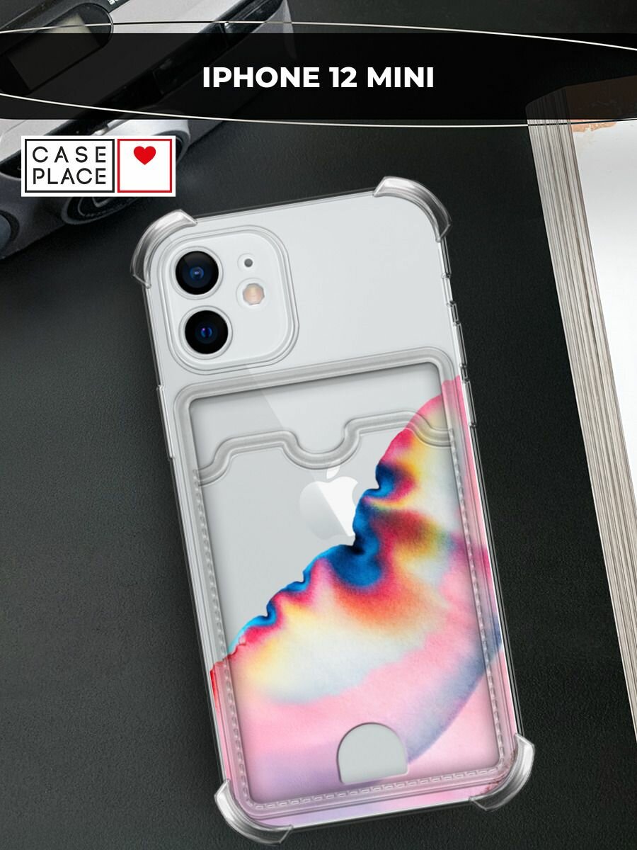Чехол на Apple iPhone 12 mini (Айфон 12 Мини) с картой и принтом Розовая акварель