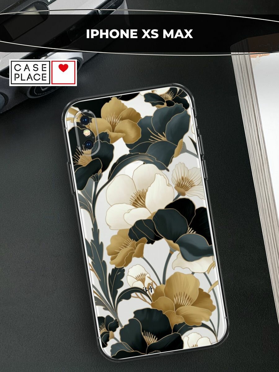 Чехол на Apple iPhone XS Max / Айфон XS Max с принтом Золотые цветы