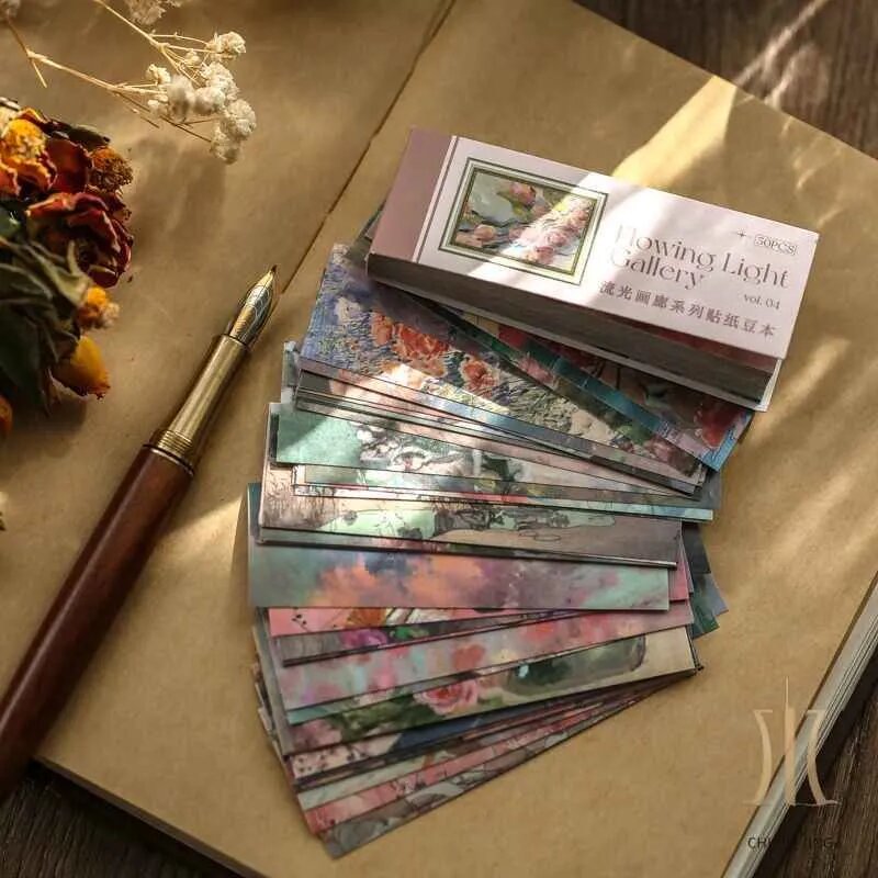 Книга наклеек Mr. Paper "Креативный пейзаж", в стиле масляной живописи, 50шт