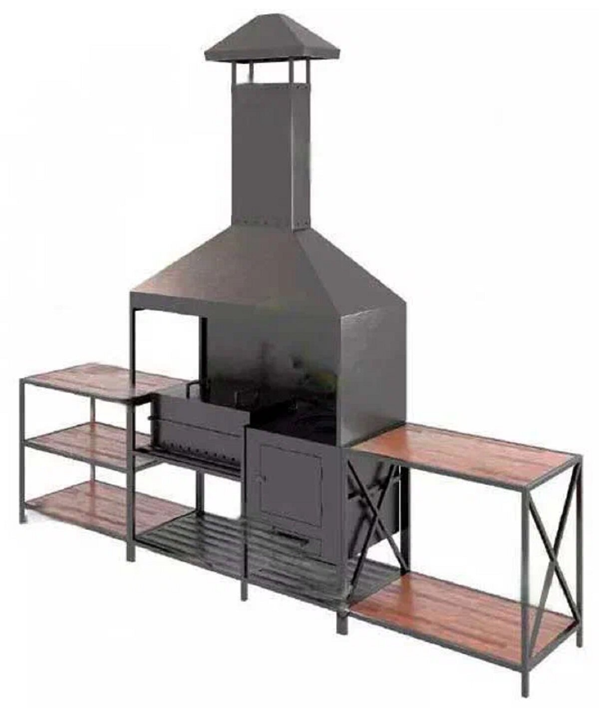 Мангальный комплекс в стиле лофт Профи-С14, стационарный, металл