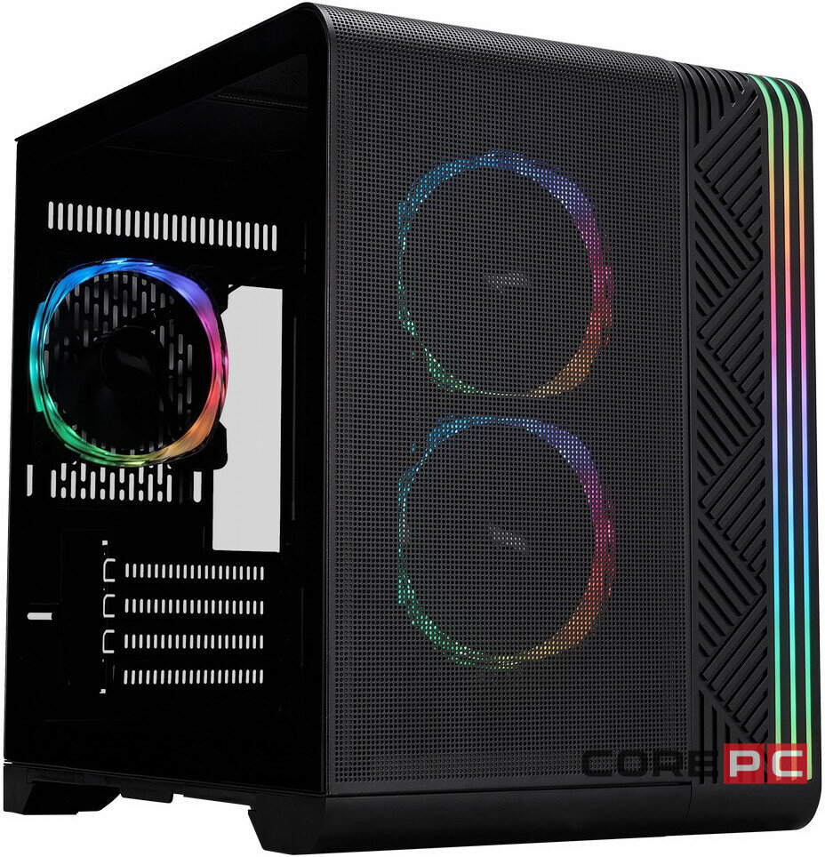 Компьютерный корпус 1STPLAYER VT5 ARGB Black (VT5-BK-3FS7), стильный дизайн