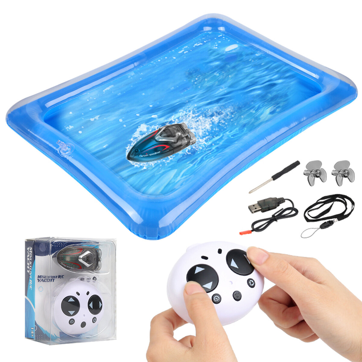 Радиоуправляемая лодка для взрослых и детей, 8 км/ч 2.4G высокоскоростная радиоуправляемая лодка для бассейнов и озер, маленькая гоночная лодка с двойными моторами, 20+ минут времени игры мини-лодка, маленькая водная пул-игрушка для детей, размер