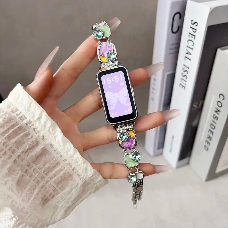 Ремешок для Apple Watch с кристаллами, серебряный