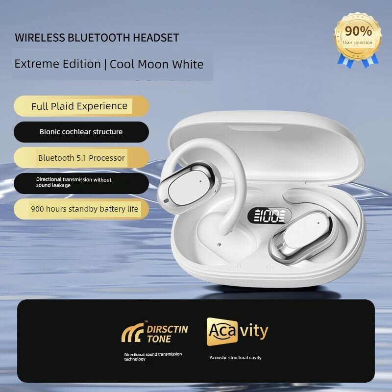 Флагманские костные наушники Bluetooth с четким звуком, долгим временем работы и комфортной посадкой в белом цвете