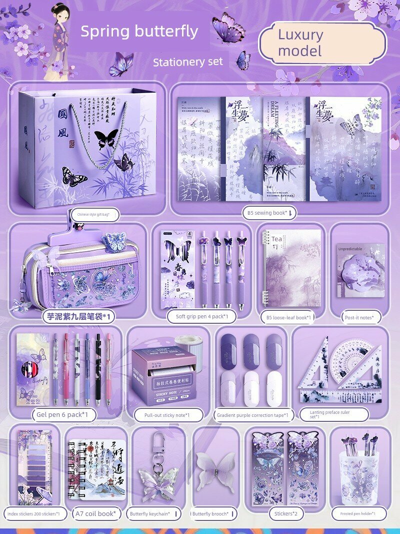 Набор канцелярских принадлежностей в китайском стиле в подарочной коробке для девочек 10 лет, подарок на день рождения,