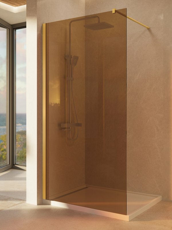 Душевая перегородка Vincea Walk-in VSW-1H100GSG 100 см, профиль матовое золото, стекло янтарь