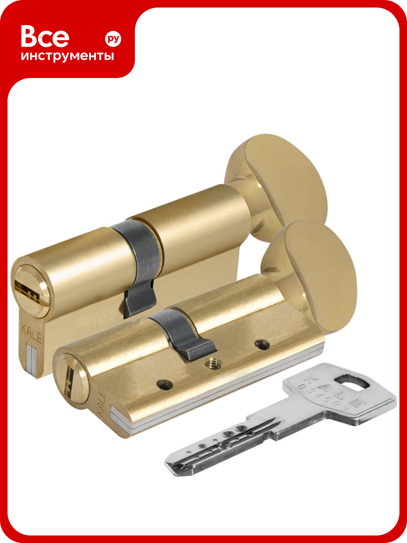 Цилиндровый механизм с вертушкой KALE KILIT 164 DBM-E/70 мм, латунный, двухсторонний, гальваническое покрытие, ключ