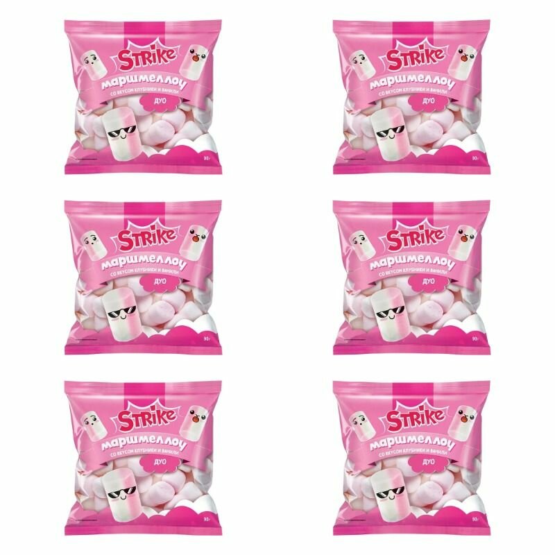 Strike Маршмеллоу Duo, клубнично-сливочные , 90 г, 6 уп