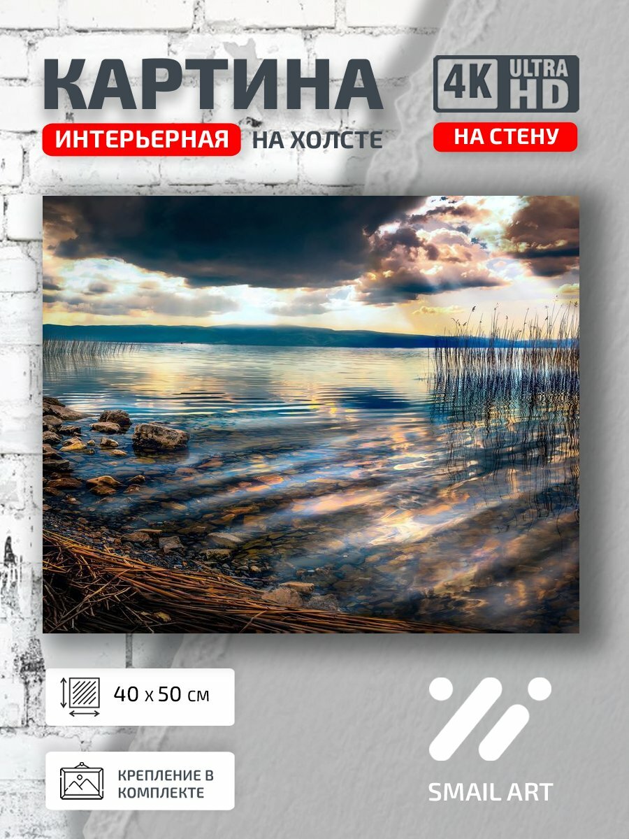 Картина на холсте интерьерная 40 на 50 на стену Лучи Landscape для спальни пейзаж интерьер