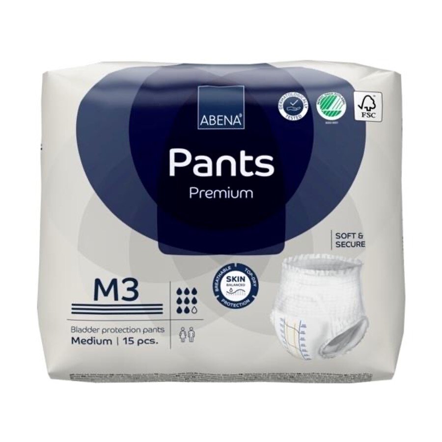 Подгузники-трусы Abena Pants M3 (ночные), объем талии 80-110 см, 15 шт.