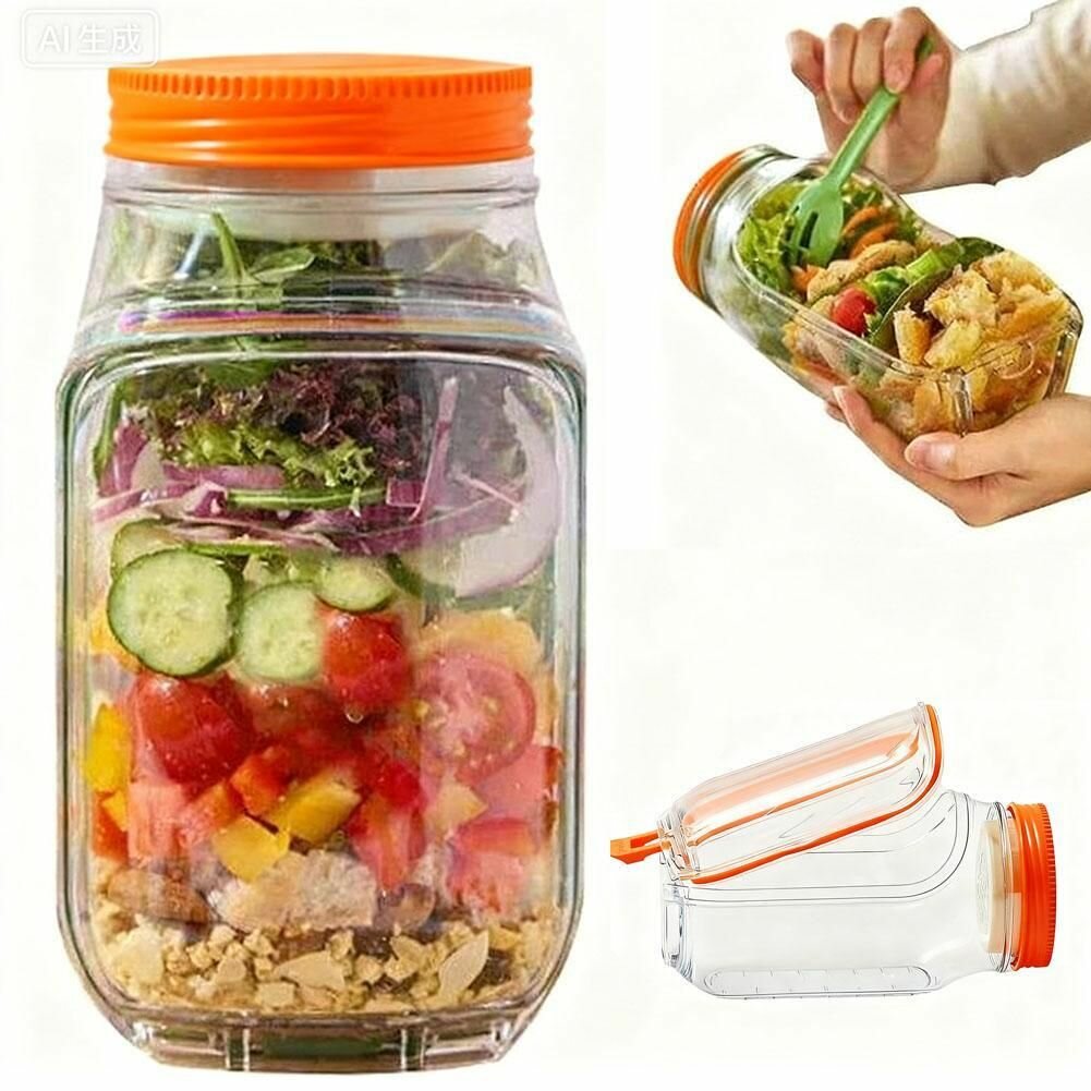 Портативная банка для салата, для обеда. Вертикальная укладка салата слоями.