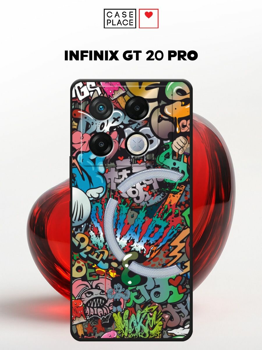 Черный матовый чехол на Infinix GT 20 Pro / Инфиникс GT 20 Pro с принтом Граффити надписи