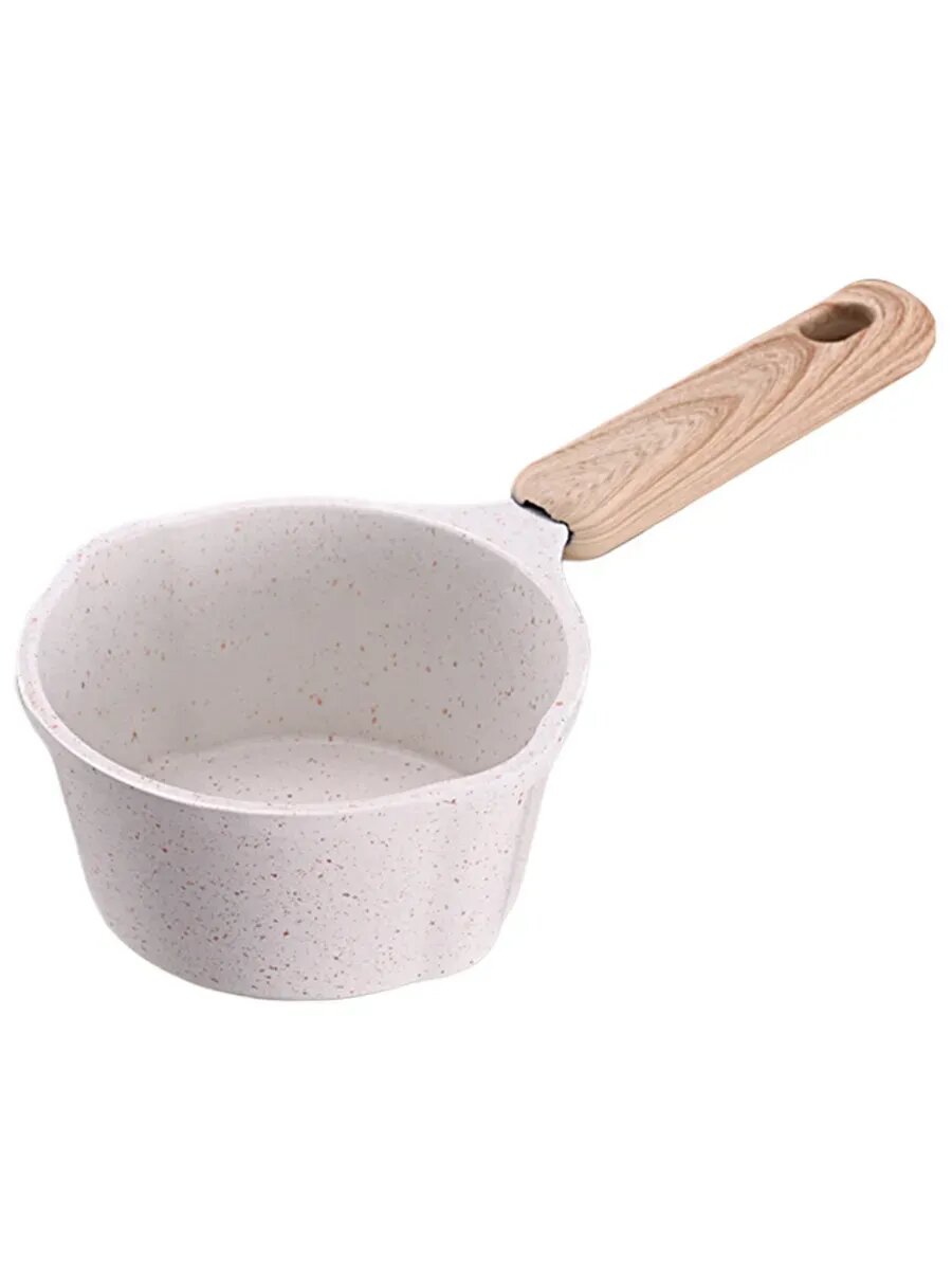 Антипригарная мини-кастрюля с деревянной ручкой для молока и