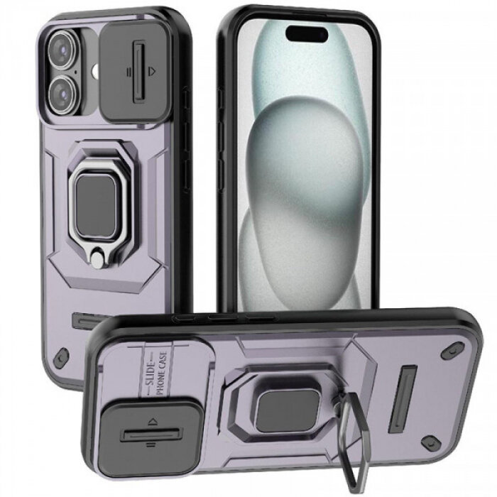 Transformer Ring Holder Противоударный чехол с кольцом и шторкой камеры для iPhone 17