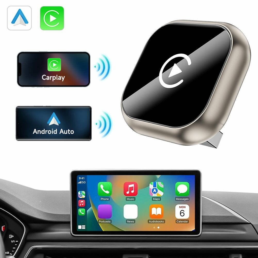 Автомобильный адаптер 2-в-1 для CarPlay/Android Auto, USB, OTA, Bluetooth 5