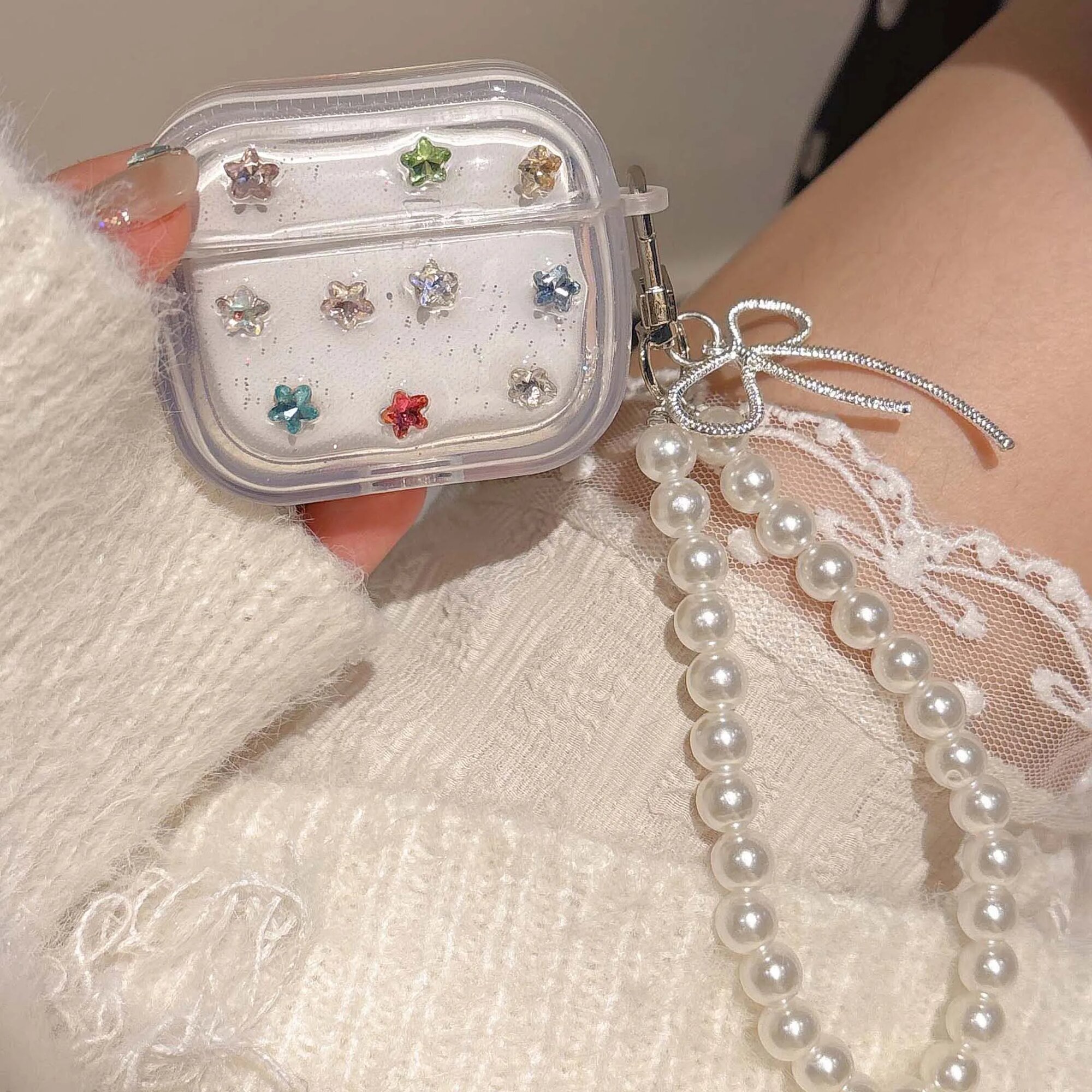 Блестящий кристалл 3D звезды беспроводной Bluetooth чехол для наушников для apple airpods 1 3 2 4 pro 2nd браслет гарнитура зарядное устройство